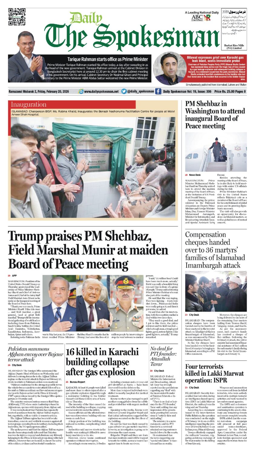 Daily The Spokesman 20 February 2026 - The Daily Spokesman