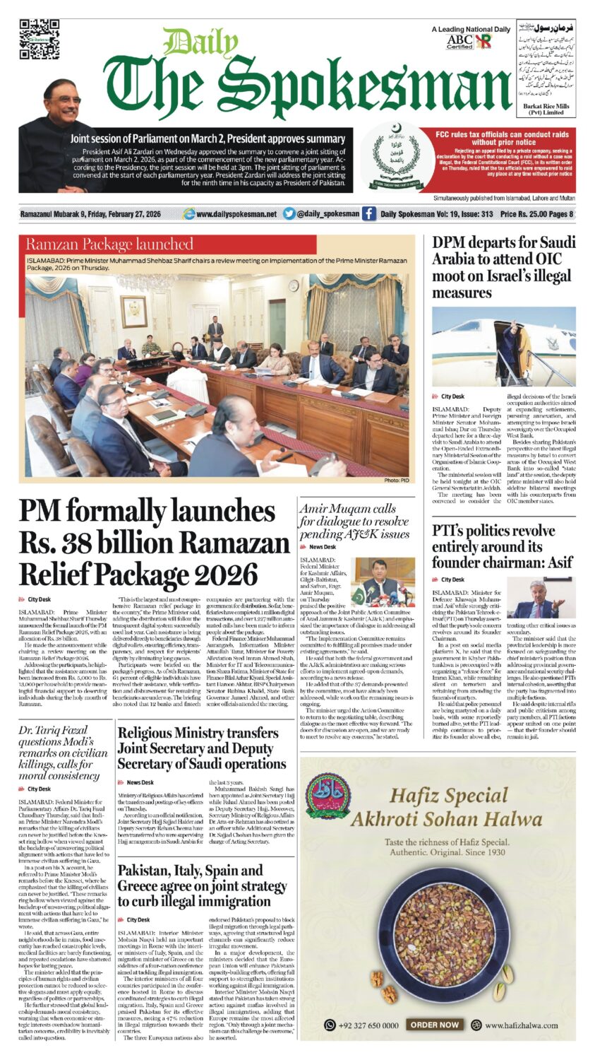 Daily The Spokesman 27 February 2026 - The Daily Spokesman